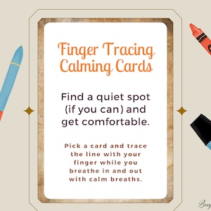 Finger Tracing Calming Cards Printable Mindfulness Flash - Etsy