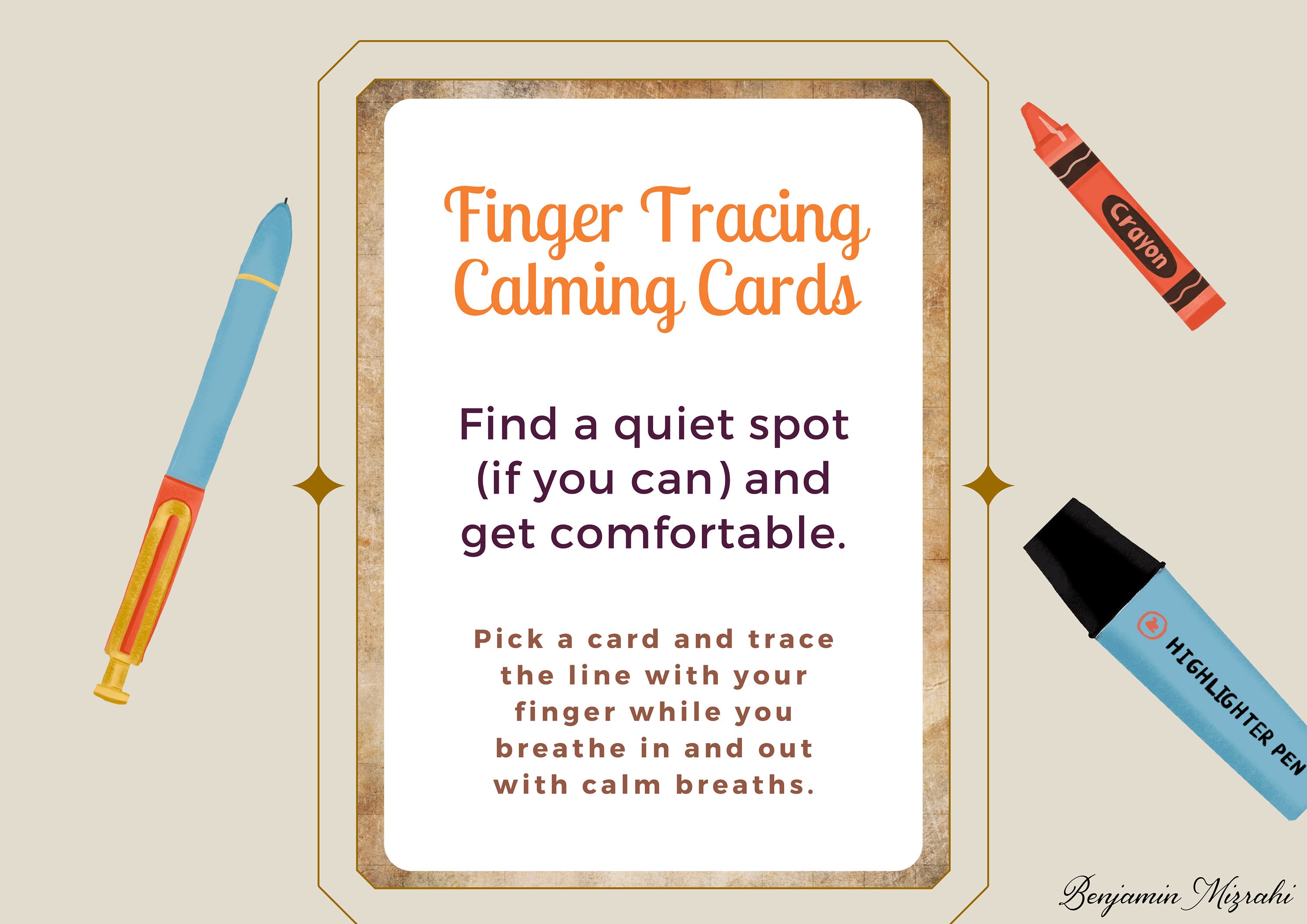 Finger Tracing Calming Cards Printable Mindfulness Flash - Etsy