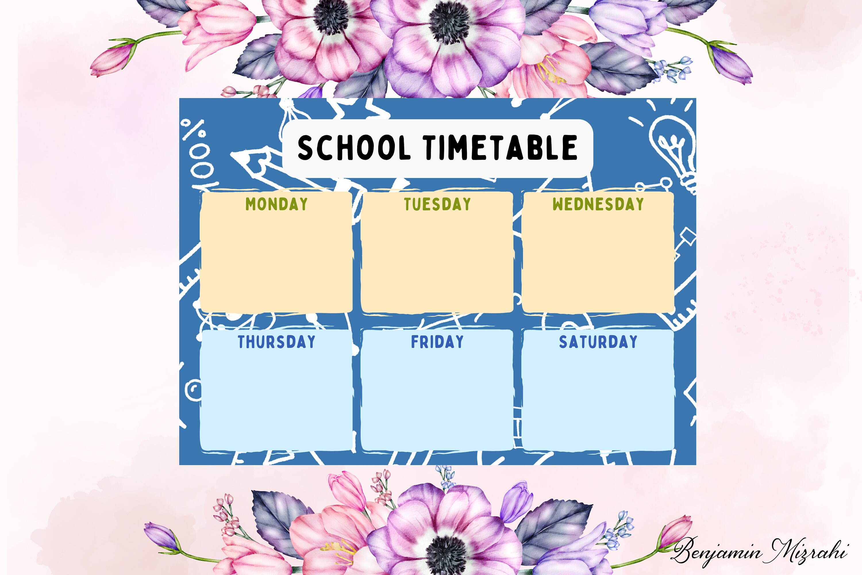 School Timetable Printable Student Planner Back to School - Etsy