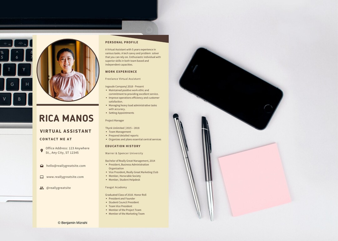 Virtual Assistant Resume Template Cover Letter Template Canva, Modern ...