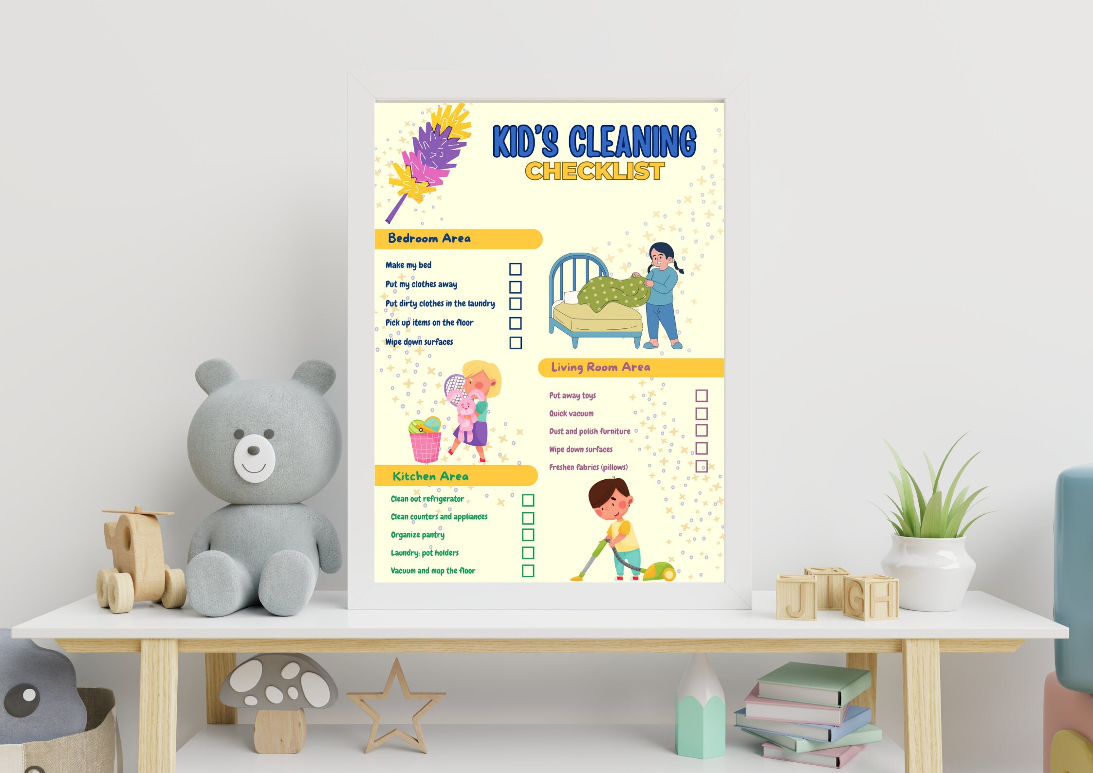 Kid's Cleaning Checklist Printable Cleaning Checklist Kids Cleaning ...