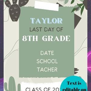 Editable First or Last Day of School 3rd Grade Boy or Girl Cute ...