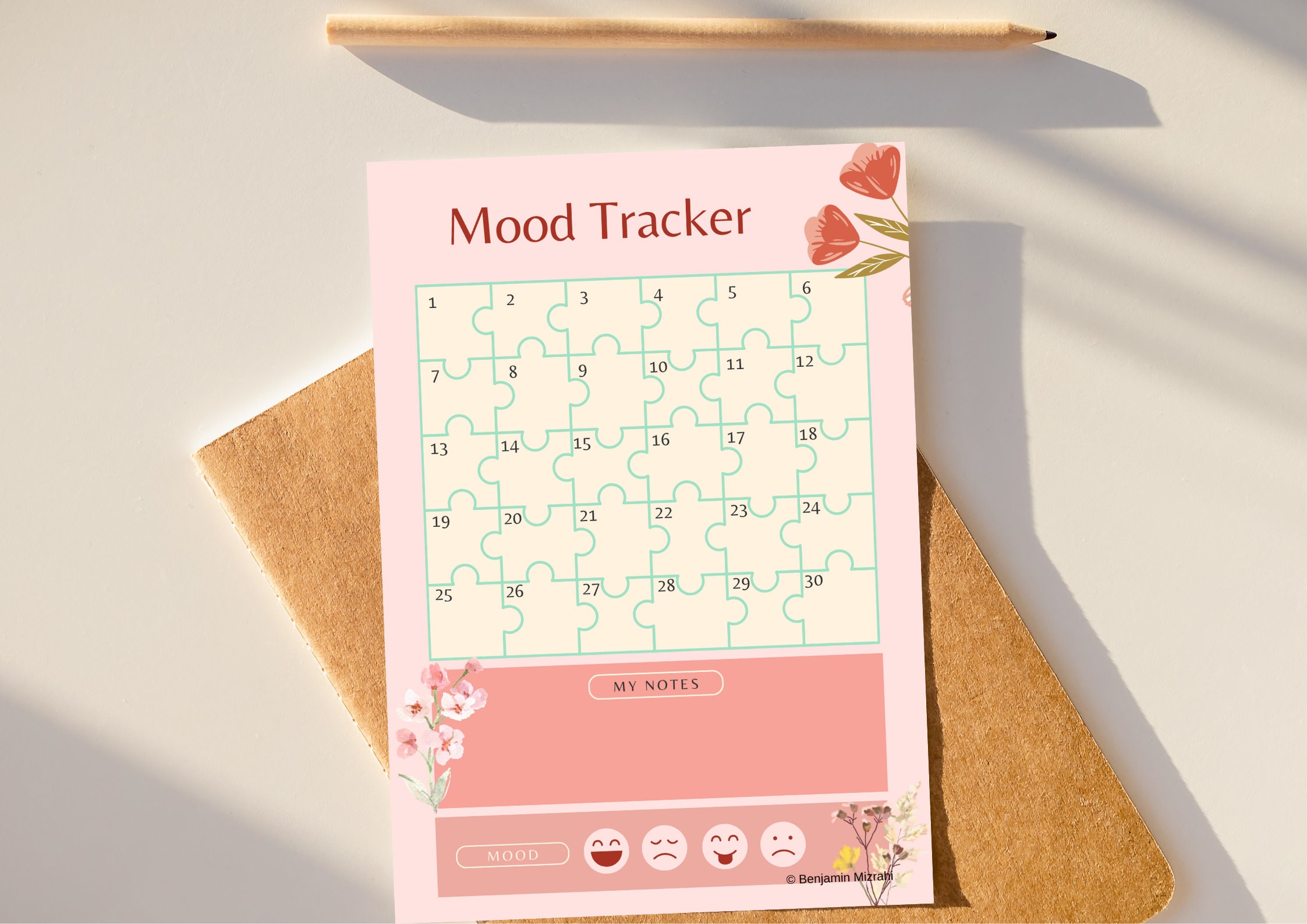 Printable Mood Tracker Chart Template, Daily Mood Tracker Pages for ...