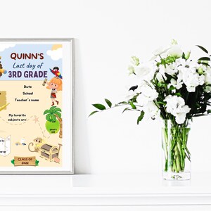 Editable First or Last Day of School 3rd Grade Boy or Girl Cute ...