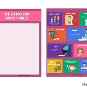 Restroom Routine Cards I Visual Schedule Cards Toddler Preschooi ...