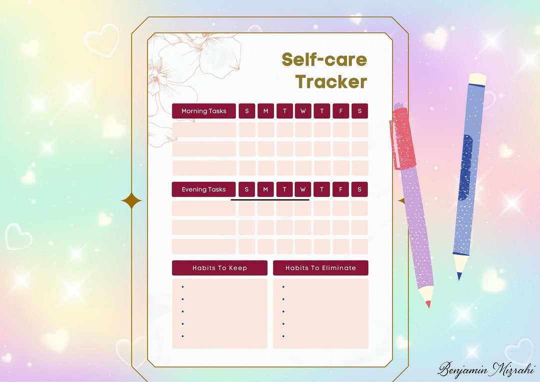Self-care Tracker Self-care Step Daily Habit Printable - Etsy