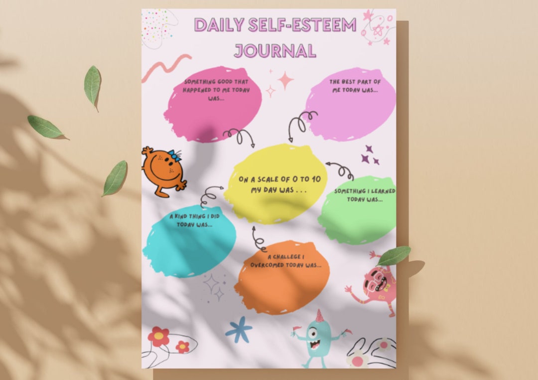 Daily Self-esteem Journal Printable Worksheet Child Therapy Counseling ...