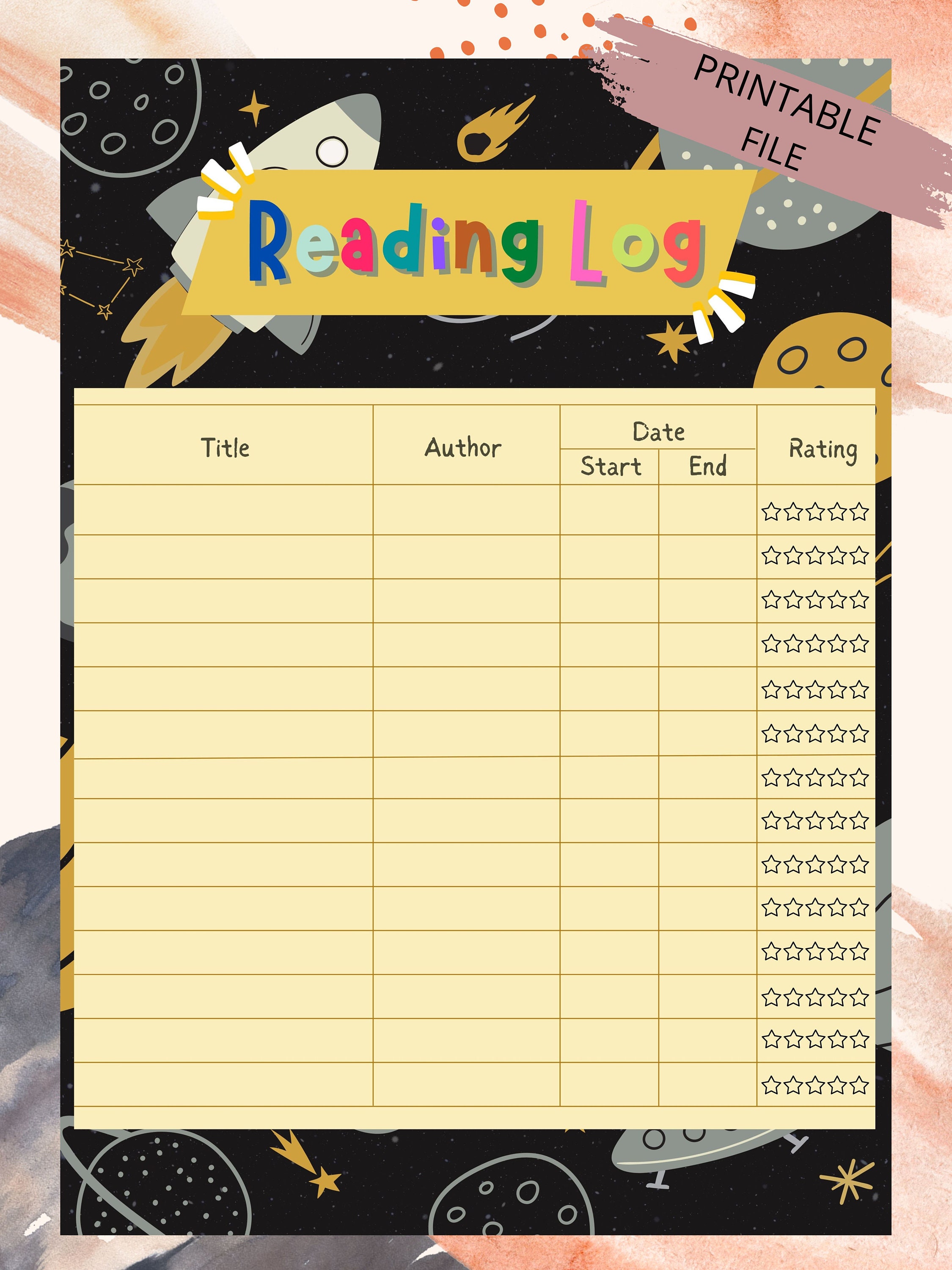 Kids Reading Log Printable, Printable Reading Log for Kids, Reading Log ...