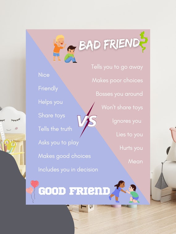 Good Vs Bad Friends Poster PRINTABLE Emotional Learning - Etsy