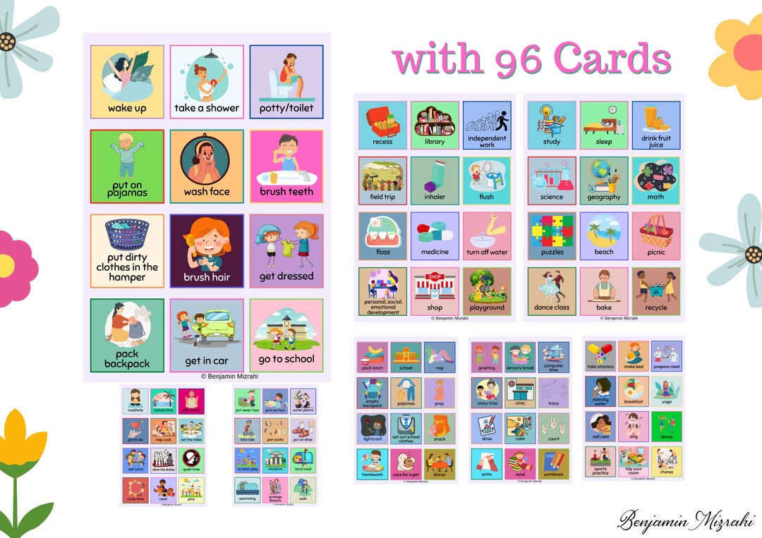 Behavior Chore Chart Cards for Kids Editable Kids Daily Routine Cards ...
