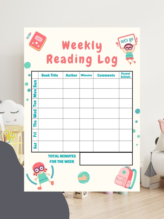 Kids Reading Log Printable Printable Reading Log for Kids - Etsy