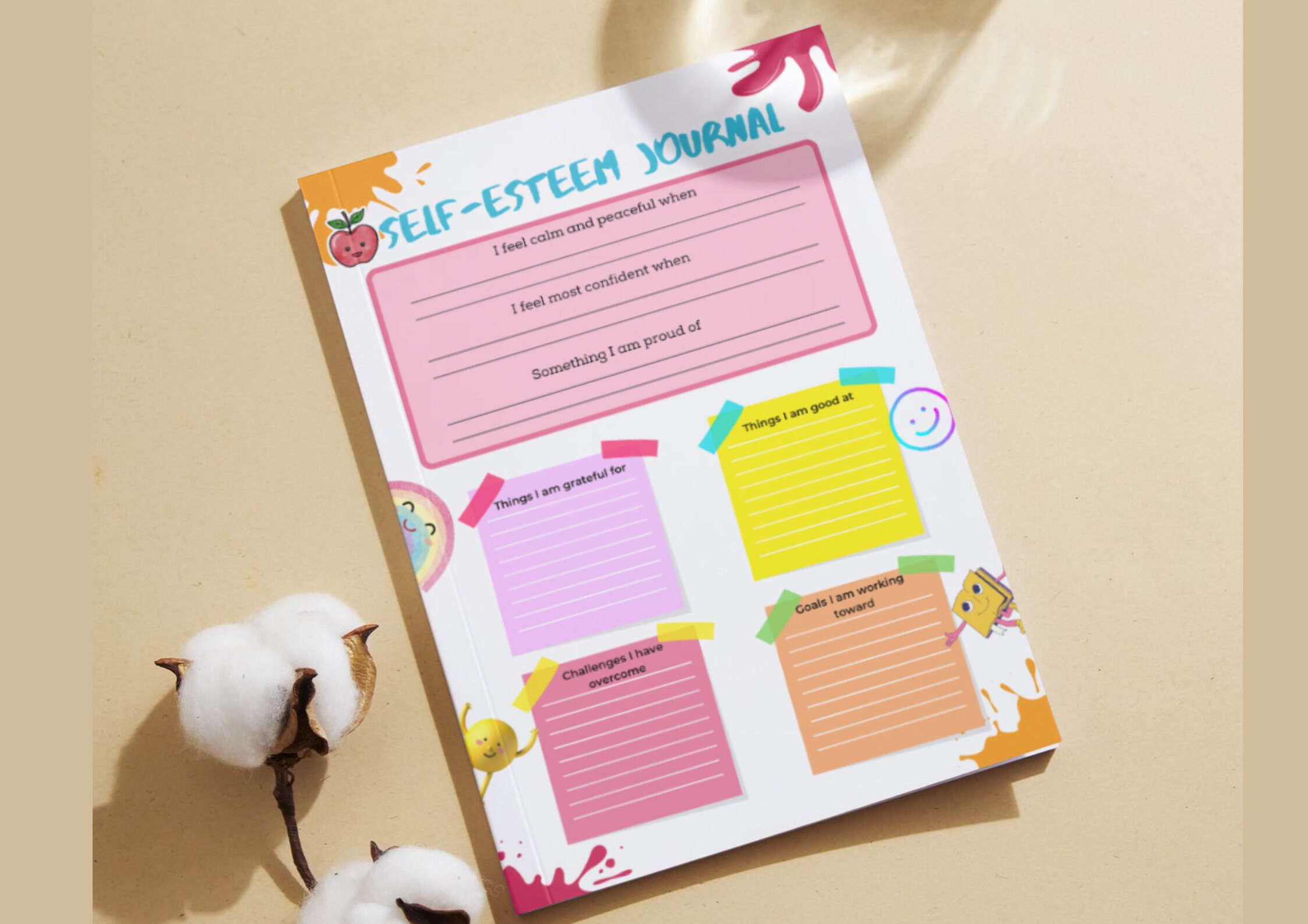 Daily Self-esteem Journal Printable Worksheet Child Therapy Counseling ...