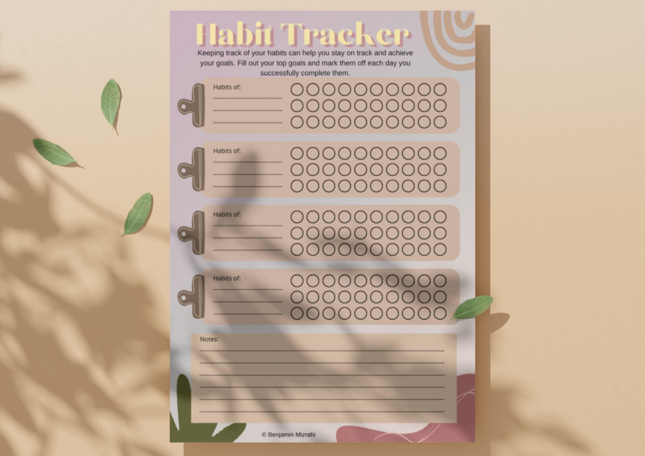Daily Habit Tracker Printable Everyday Habit Tracker Goodnotes ...