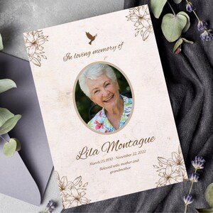 Pink Funeral Program Template Editable Pink Funeral Memorial - Etsy