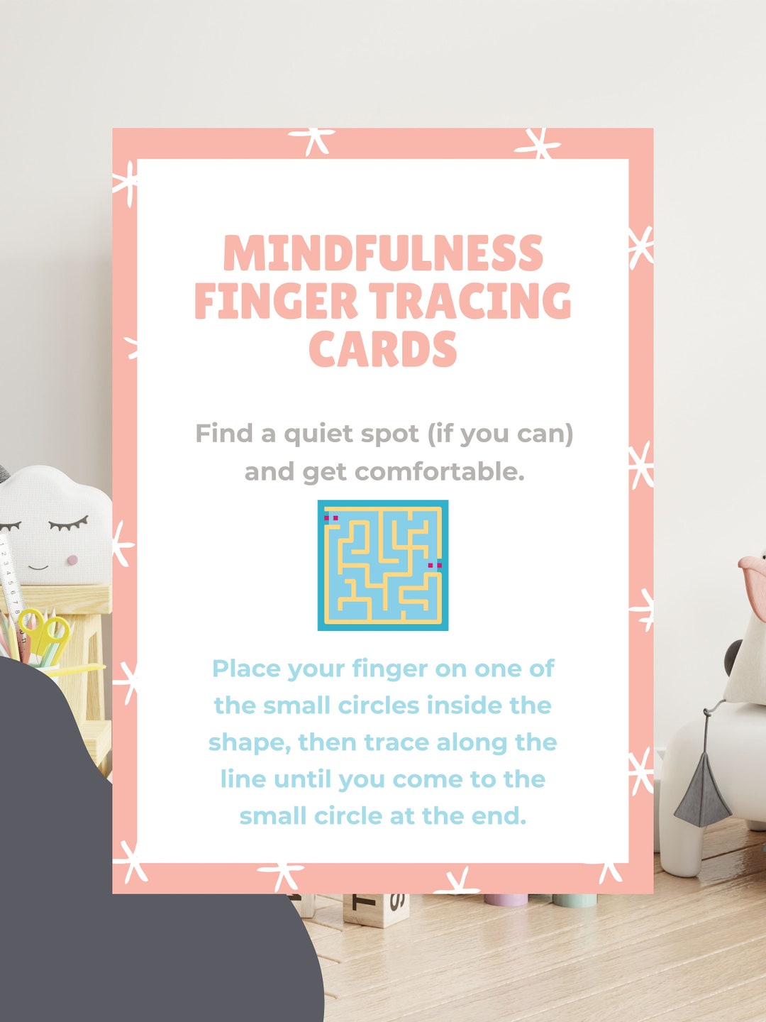Finger Tracing Calming Printable Mindfulness Flash Cards - Etsy