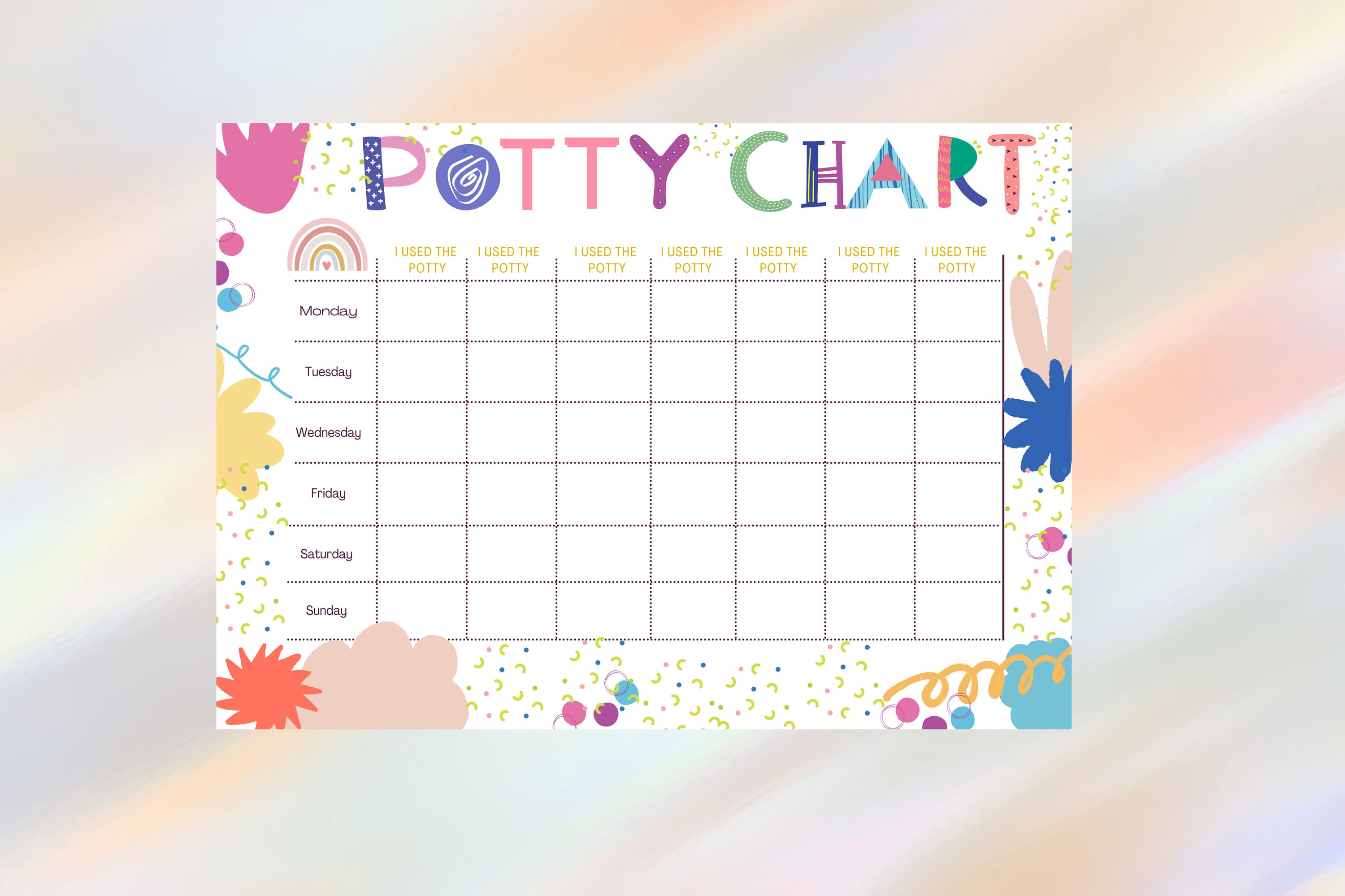 Potty Training Chart for Toddlers Preschoolers and Kids - Etsy