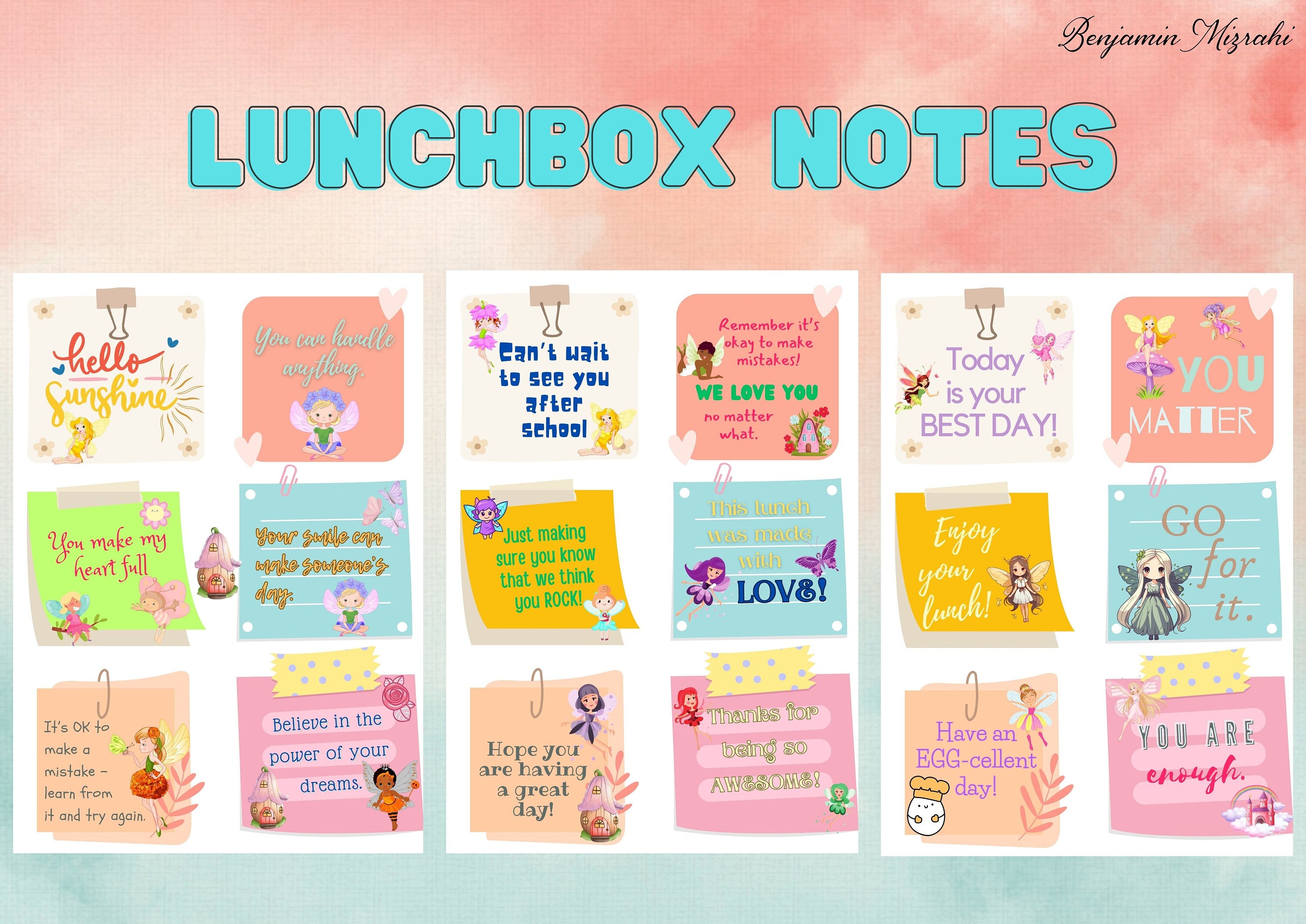 Printable Lunchbox Sweet Notes, Lunchbox Notes, Lunchbox Motivation ...