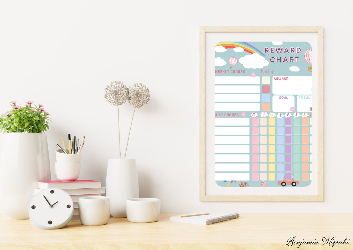 Reward Chart for Kids Daily Weekly Chores Reward Chart for - Etsy