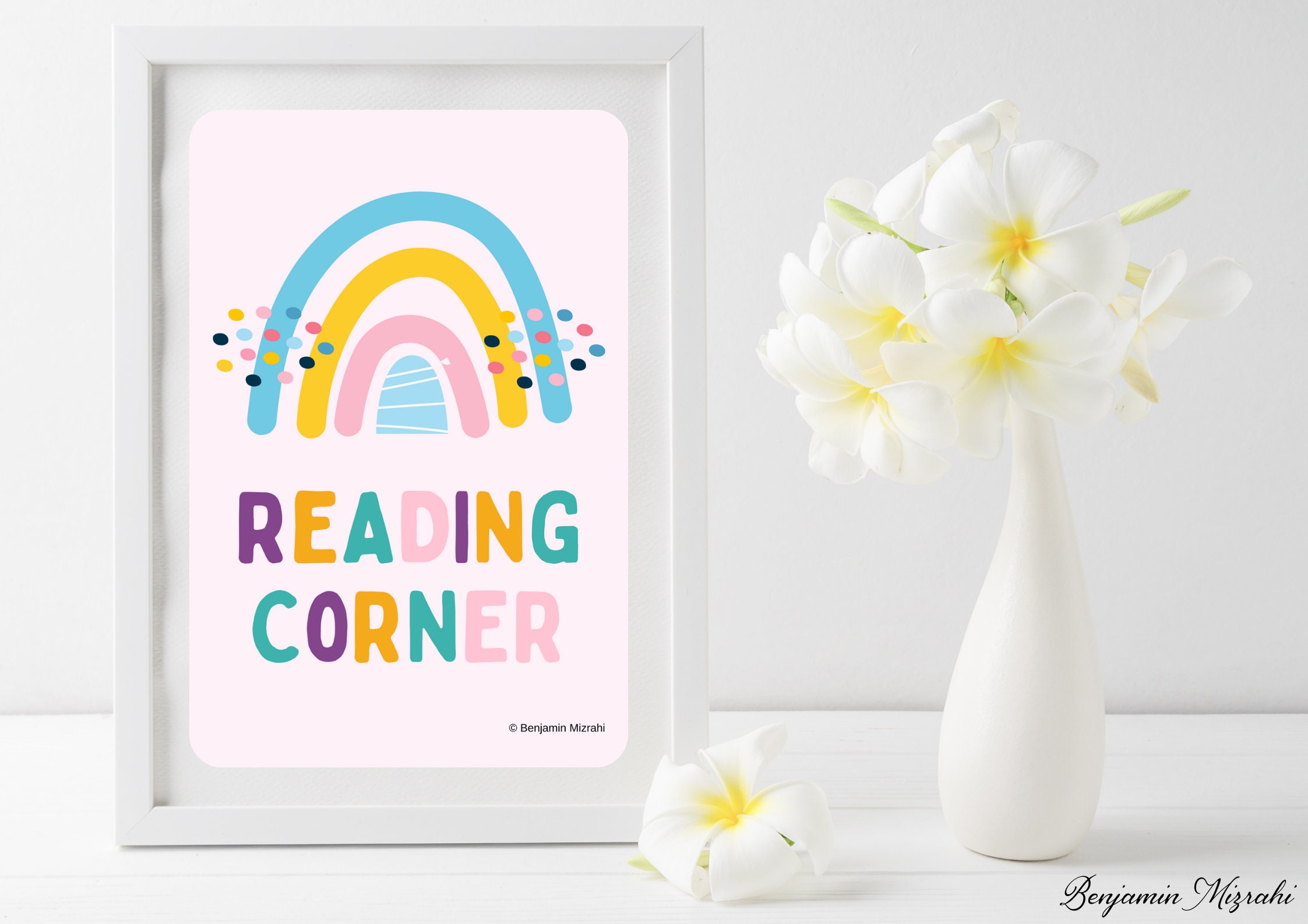 Reading Corner Sign, Reading Nook Print, Boho Rainbow Classroom Decor ...
