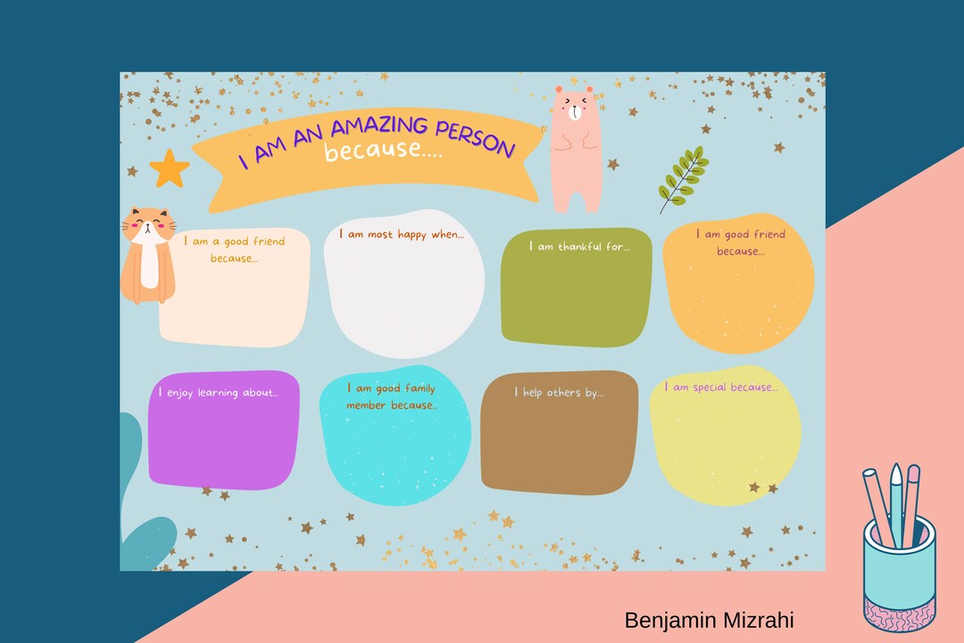 Daily Self-esteem Journal Printable Worksheet Child Therapy Counseling ...