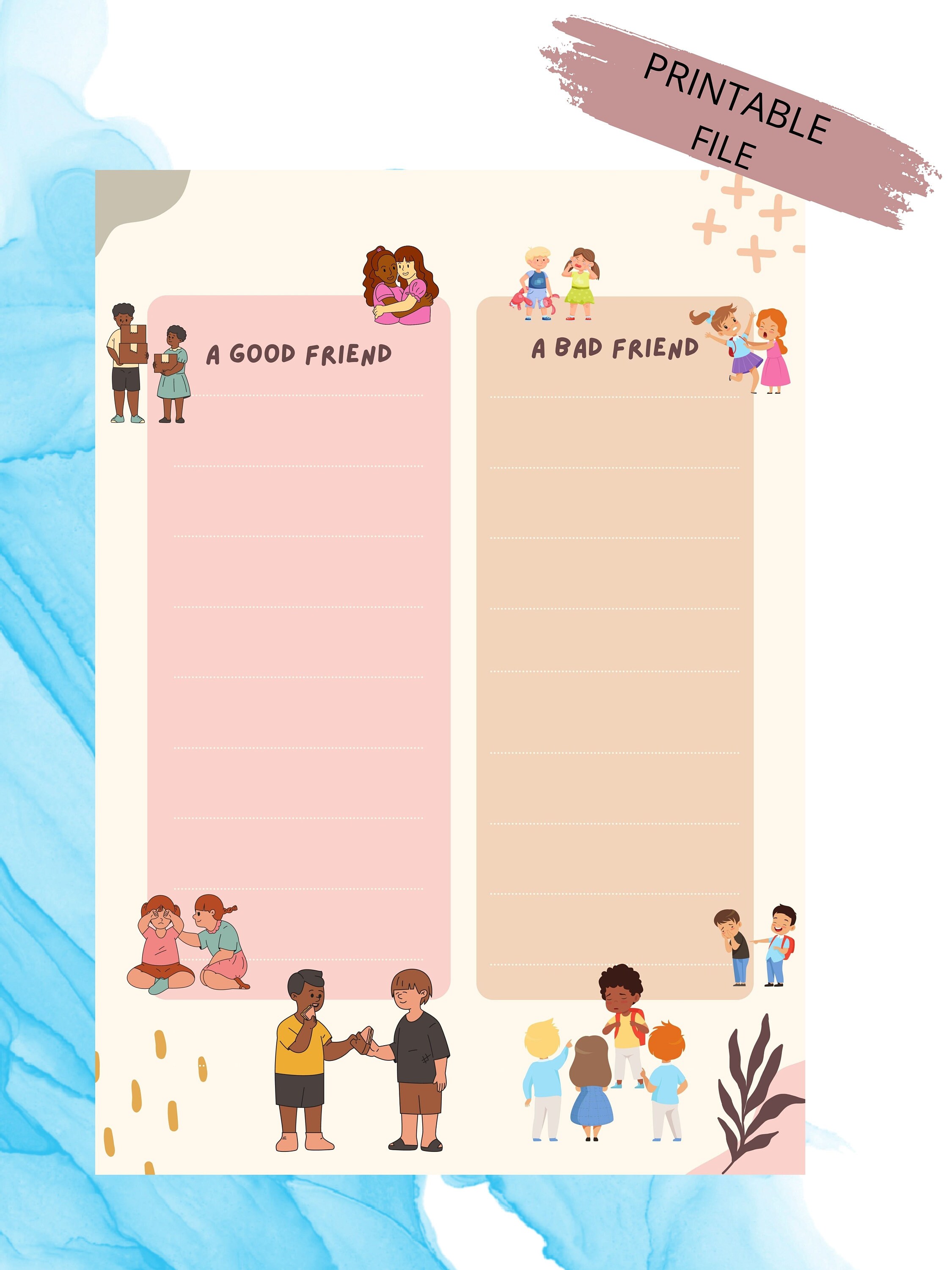 Good Vs Bad Friends Poster PRINTABLE Social Emotional Learning Skills ...