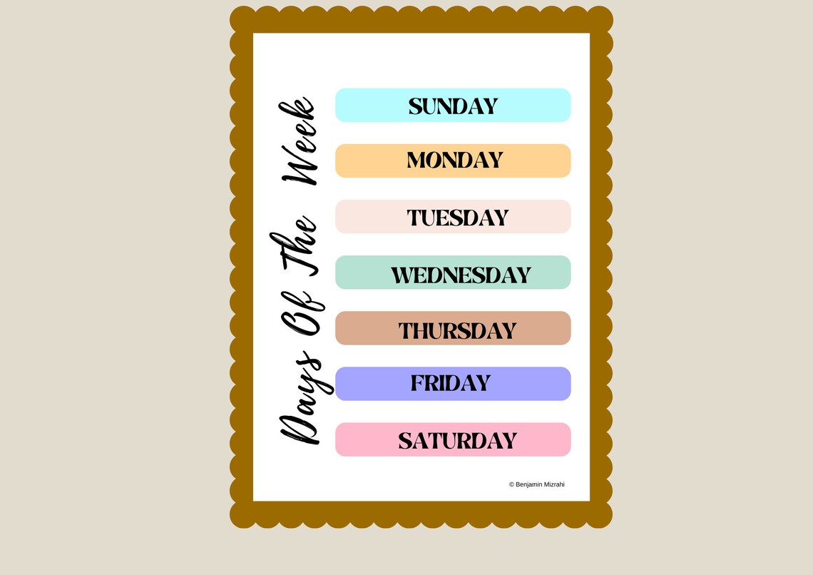 Days of the Week Printable, Learning the Seven Days of the Week, School ...