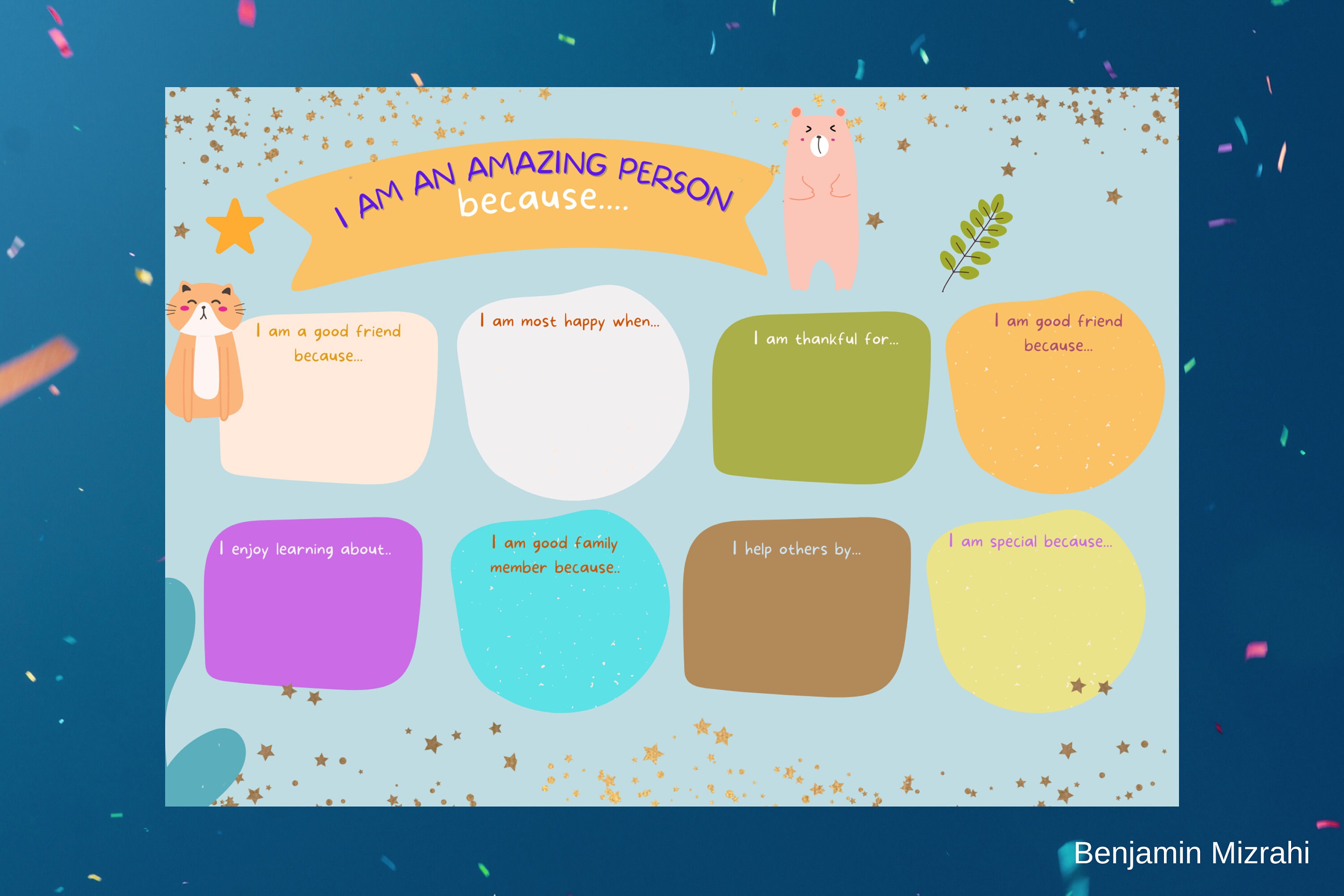 Daily Self-esteem Journal Printable Worksheet Child Therapy Counseling ...