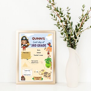 Editable First or Last Day of School 3rd Grade Boy or Girl Cute ...