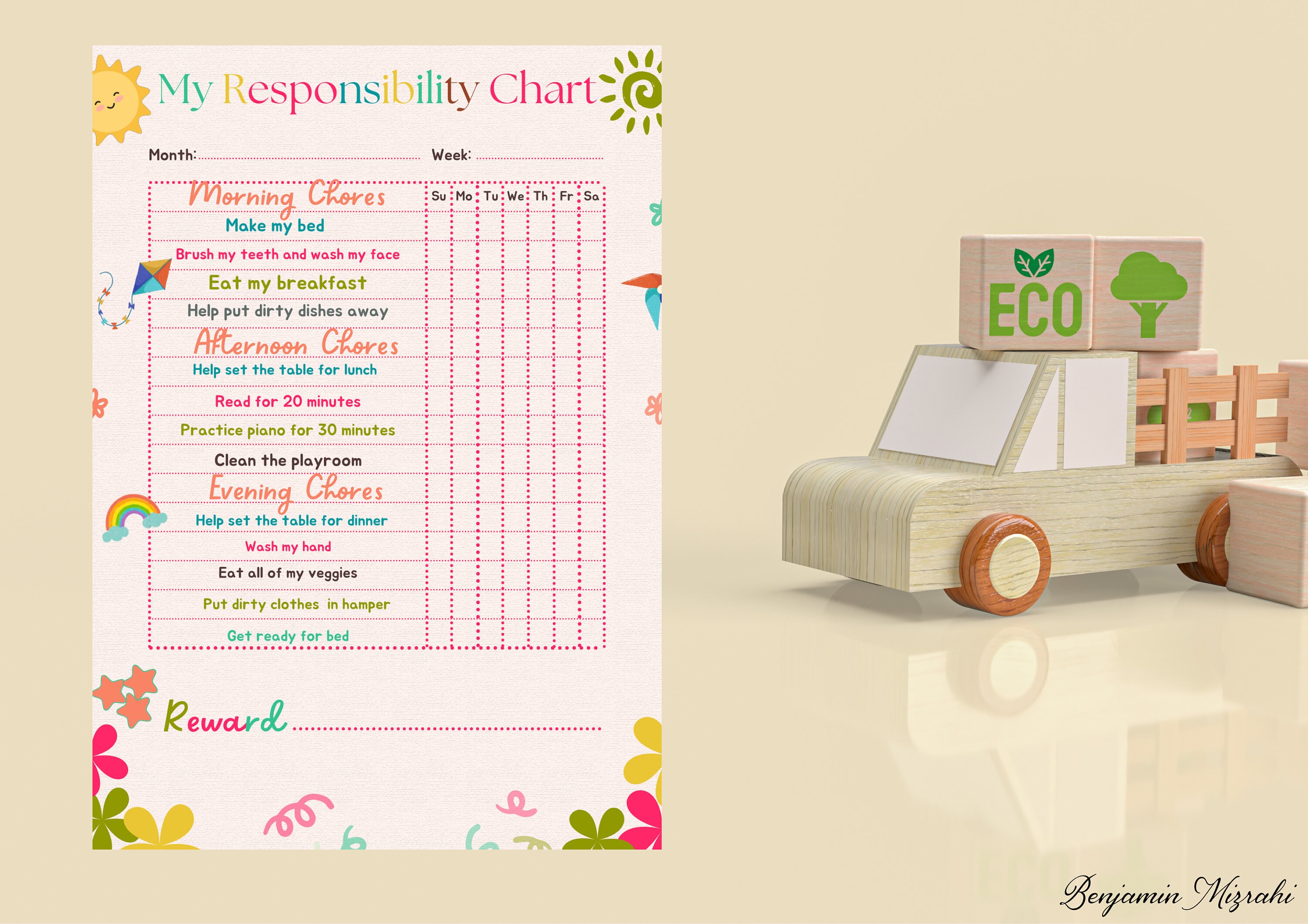 Kids Chores Rewards Printable Responsibilities Chart Chore Chart for ...