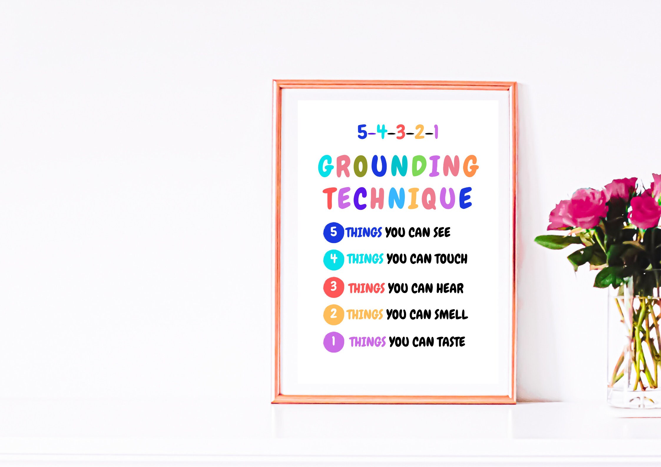 Colorful Grounding Technique Therapy Poster Grounding Technique Calming ...