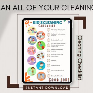Kid's Cleaning Checklist Printable Cleaning Checklist Kids Cleaning ...