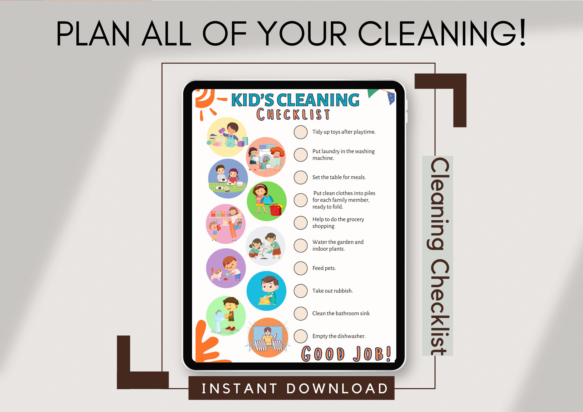 Kid's Cleaning Checklist Printable Cleaning Checklist Kids Cleaning ...