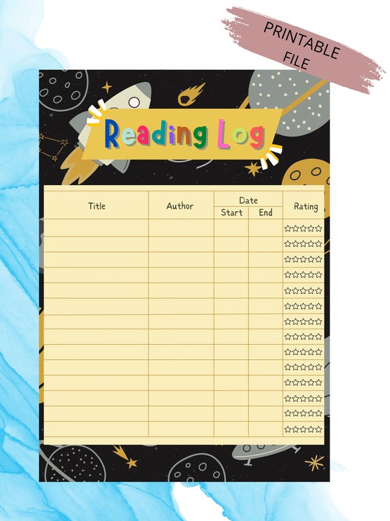 Kids Reading Log Printable Printable Reading Log for Kids - Etsy