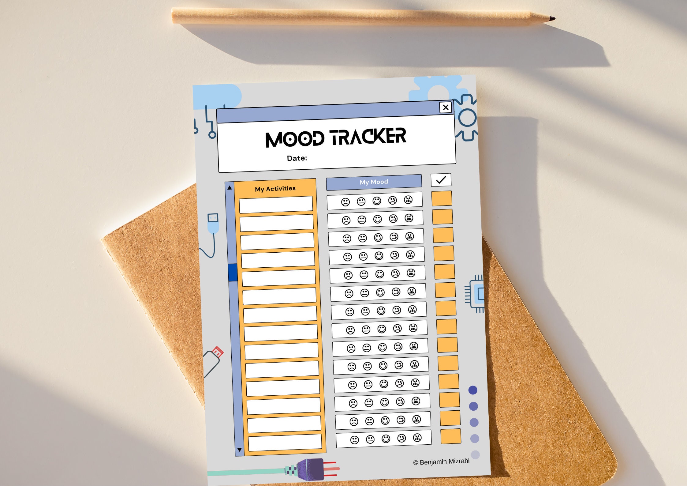 Printable Mood Tracker Chart Template, Daily Mood Tracker Pages for ...