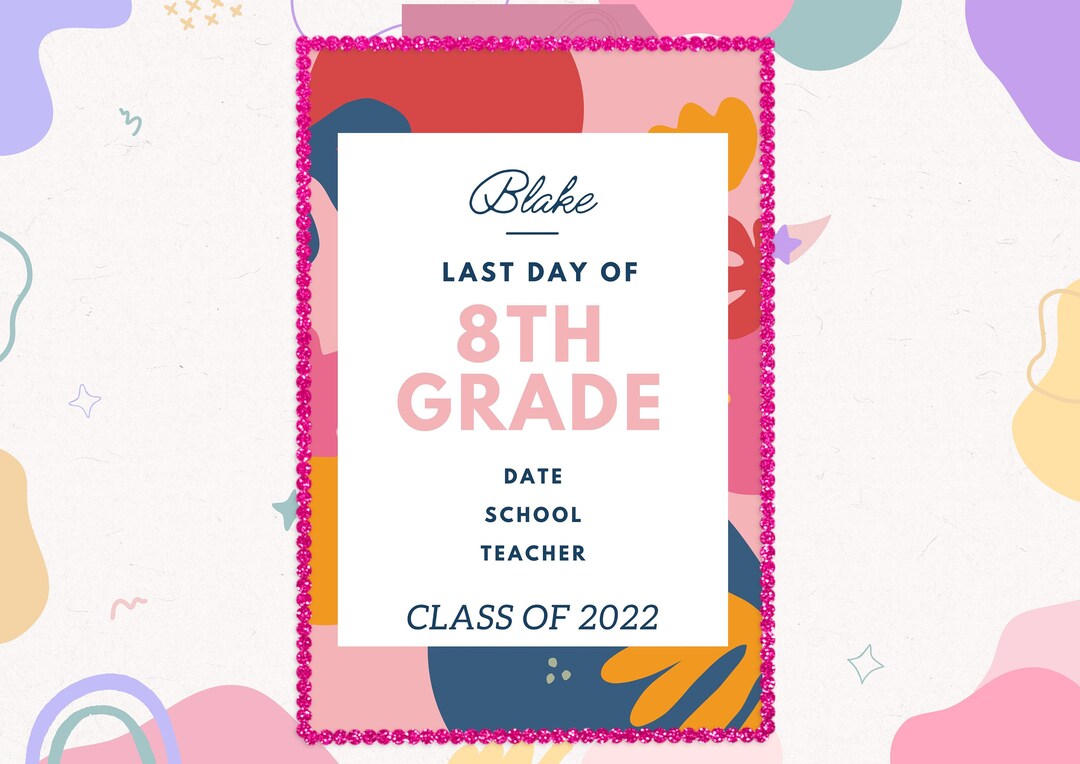 Editable First or Last Day of School 2nd Grade Boy or Girl Cute ...