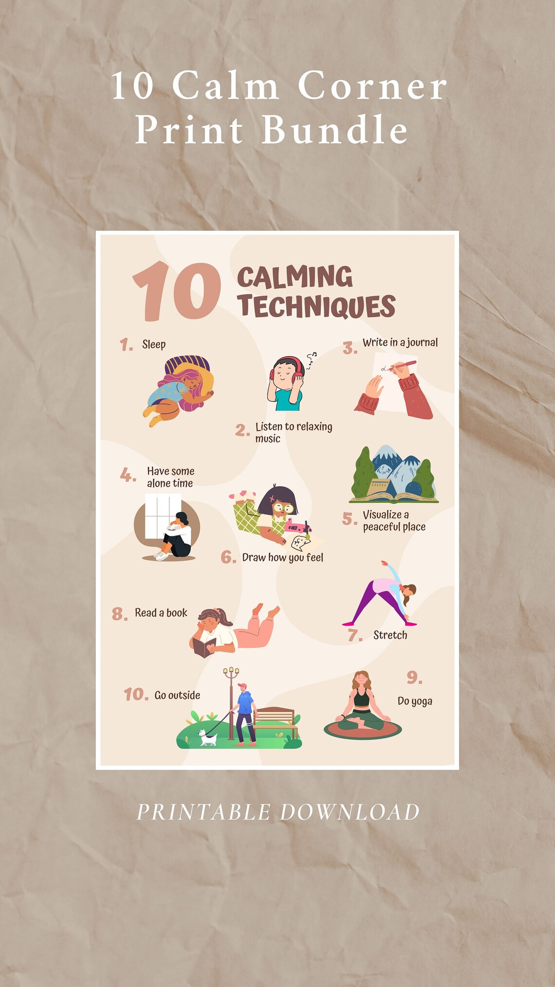 10 Calming Techniques Calm Down Corner Posters Print - Etsy