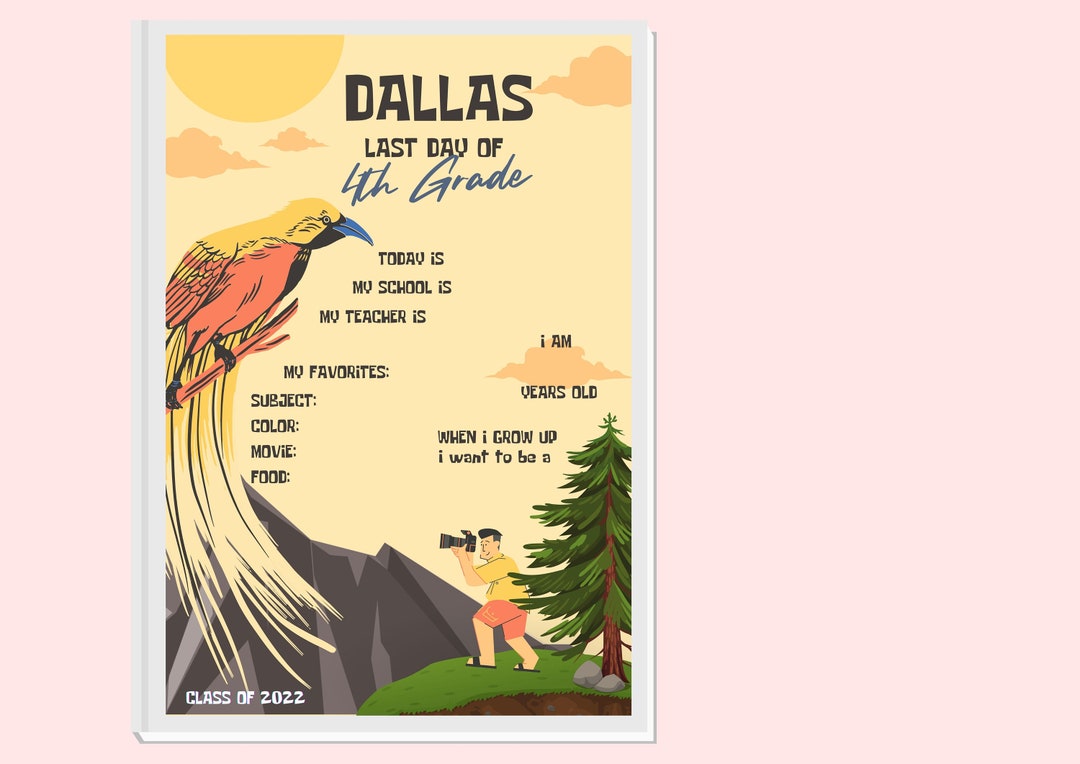 Editable First or Last Day of School 4th Grade Boy or Girl Cute ...