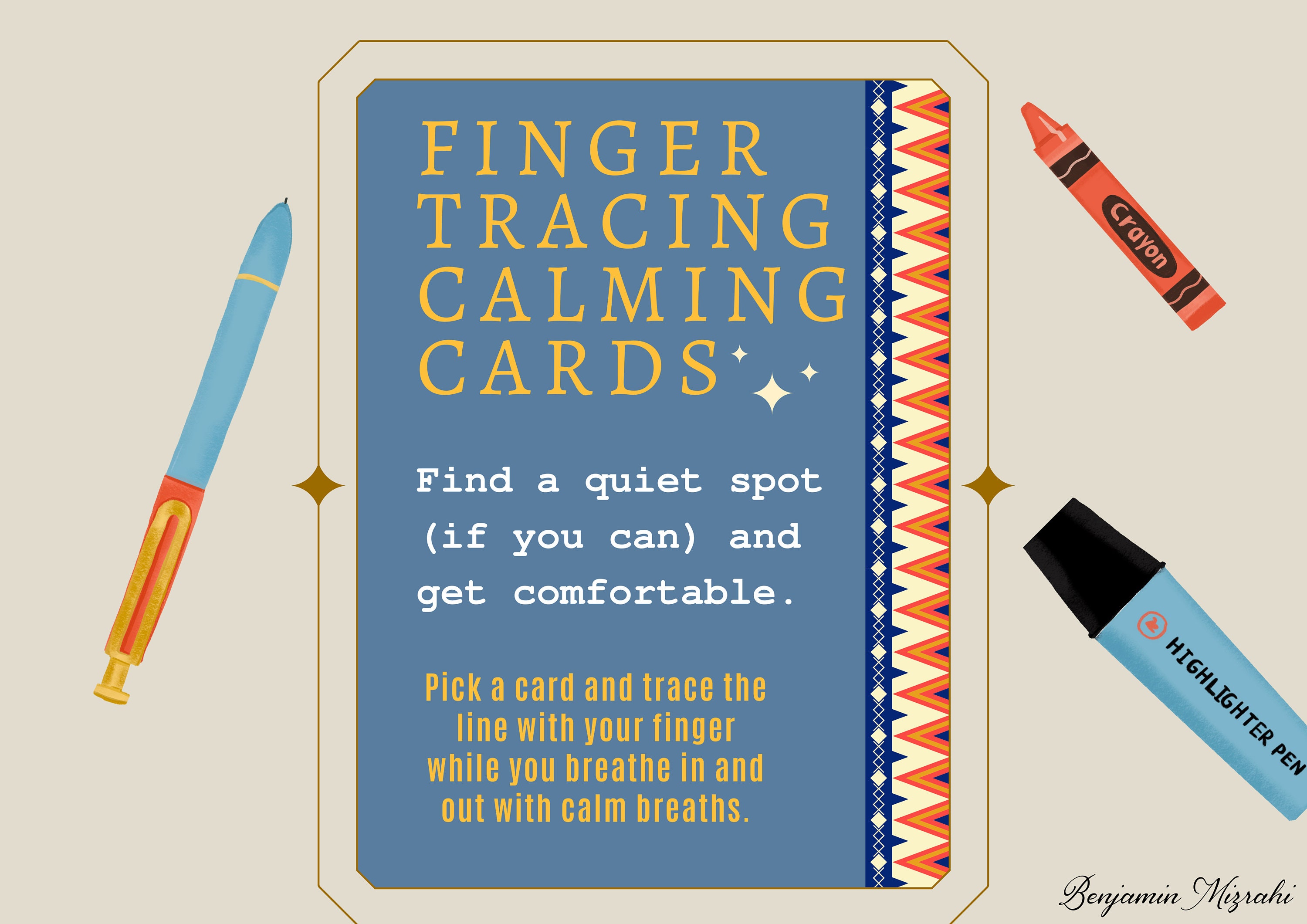 Finger Tracing Calming Cards, Printable Mindfulness Flash Cards, Calm ...
