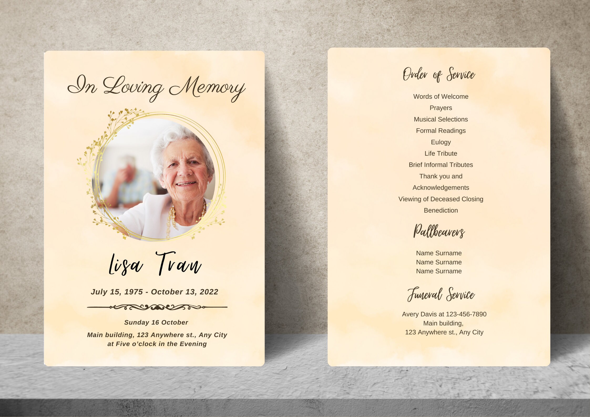 Funeral Programs Template Floral Obituary Template for Funeral Memorial ...