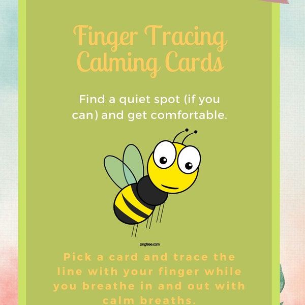 Finger Tracing Calming Cards, Printable Mindfulness Flash Cards, Calm ...