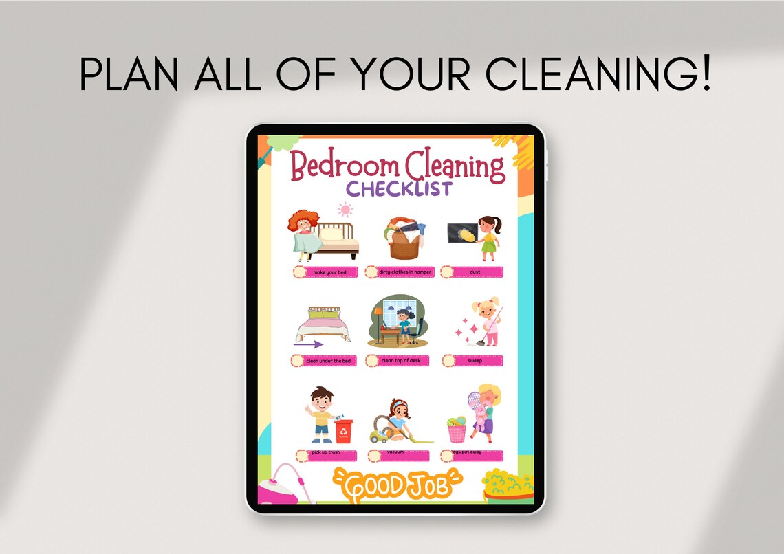 Printable Bedroom Cleaning Checklist for Kids, Clean Room Checklist ...