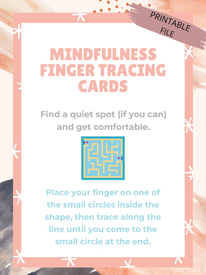 Finger Tracing Calming, Printable Mindfulness Flash Cards, Calm Down ...