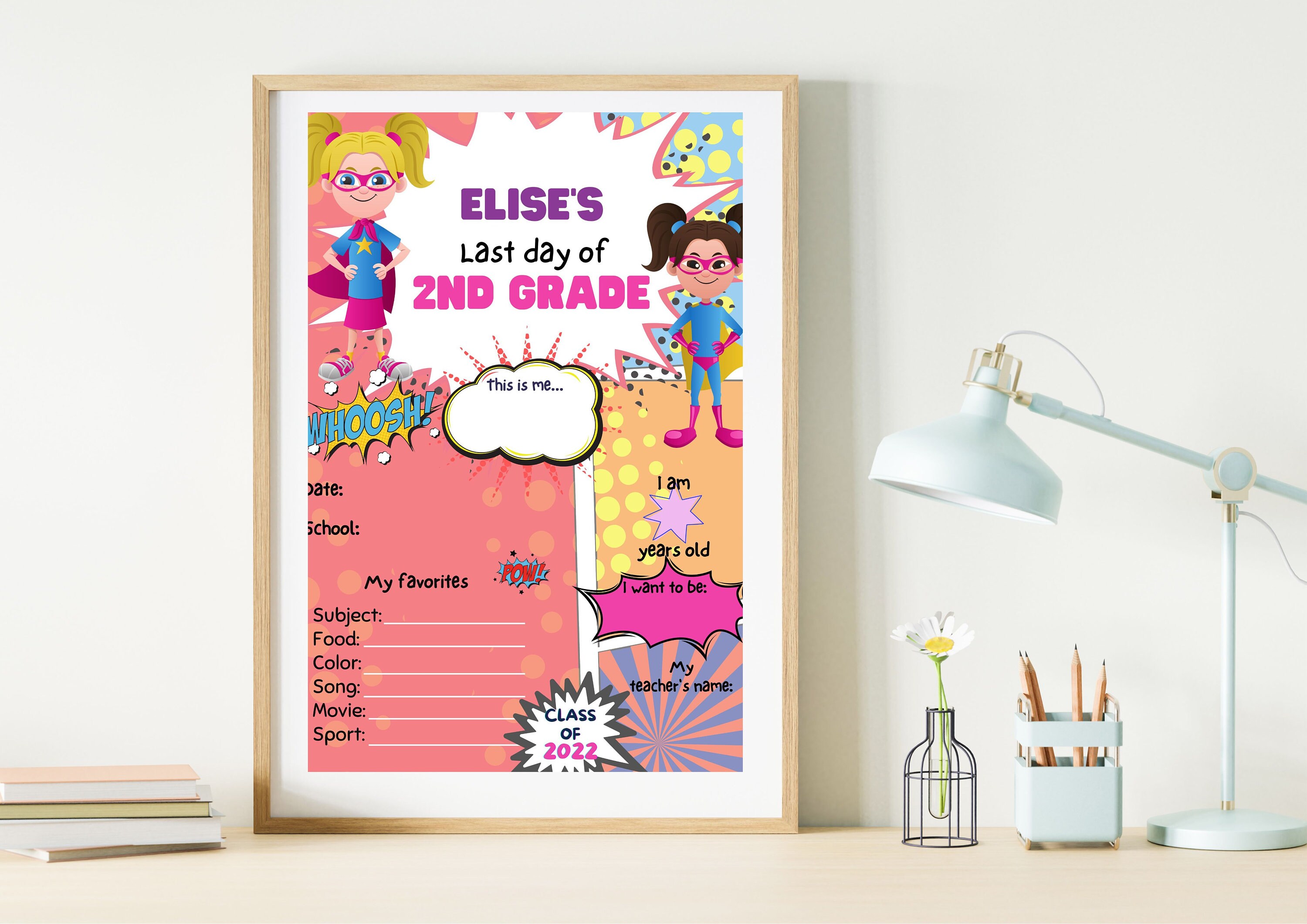 Editable First or Last Day of School 2nd Grade Boy or Girl - Etsy