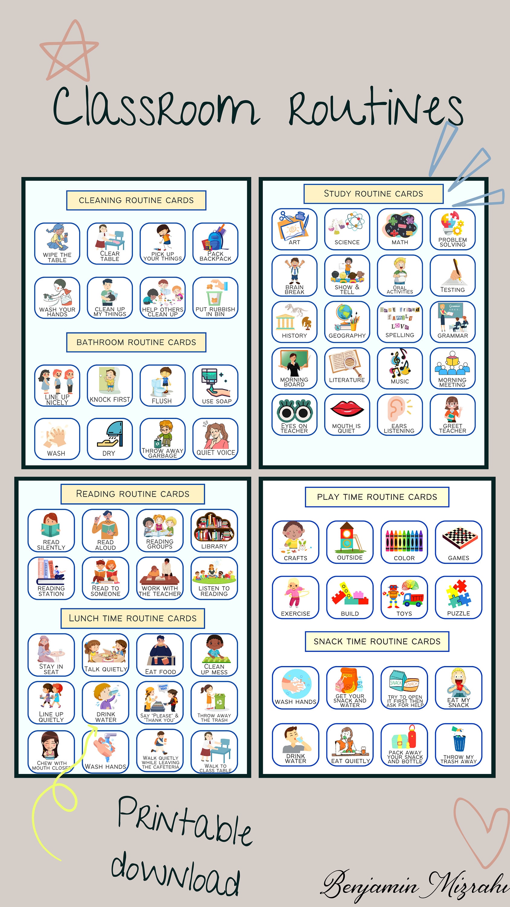 Classroom Routine Cards I Visual Schedule Cards Toddler Preschool ...