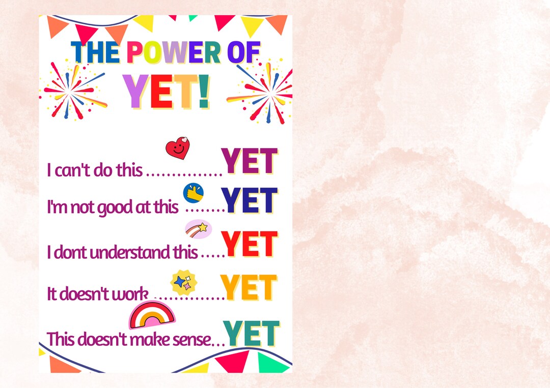 The Power of yet Growth Mindset Positive Playroom Kids Room Wall Decor ...