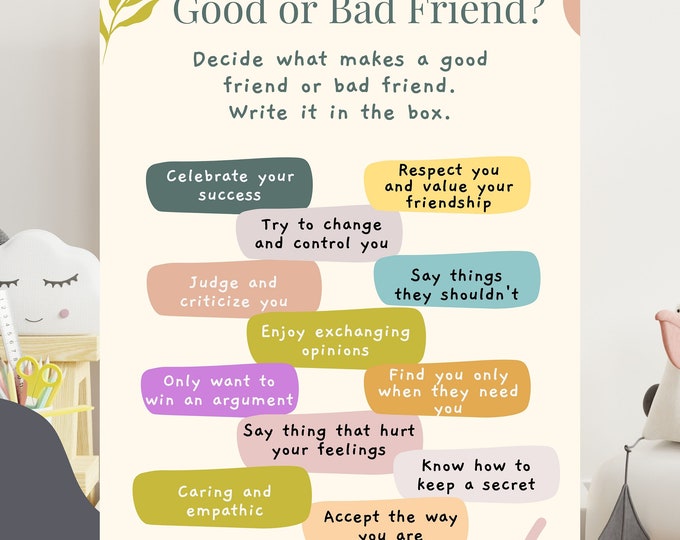 Good Vs Bad Friends Poster PRINTABLE Social Emotional Learning Skills ...
