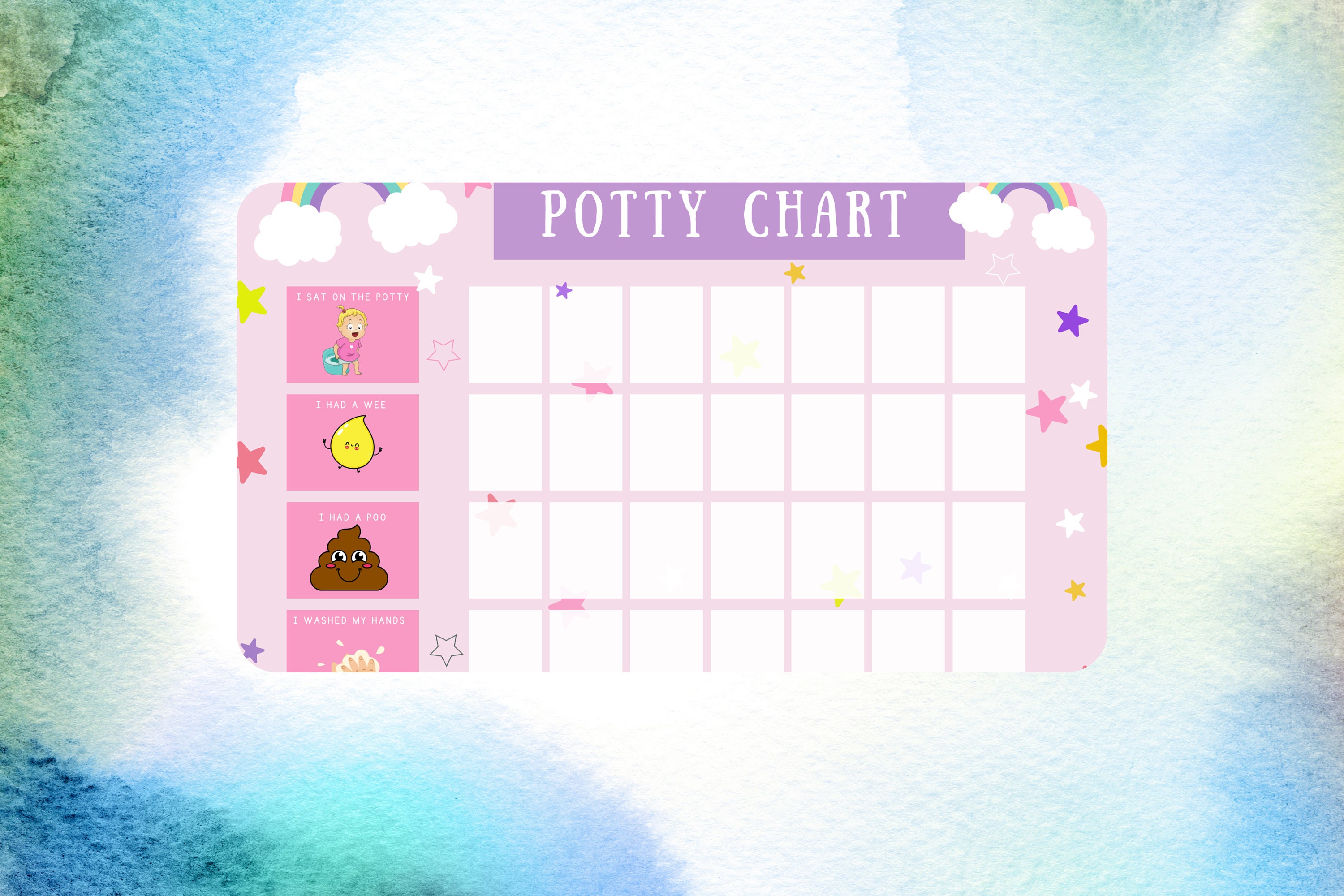 Rainbow Potty Training Chart for Kids Toilet Training Chart - Etsy