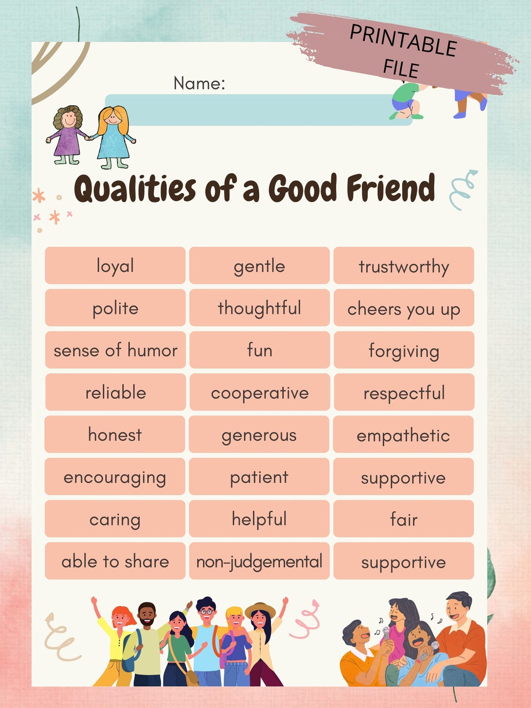 Good Vs Bad Friends Poster PRINTABLE Emotional Learning Social Skills ...