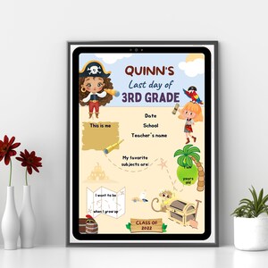 Editable First or Last Day of School 3rd Grade Boy or Girl Cute ...