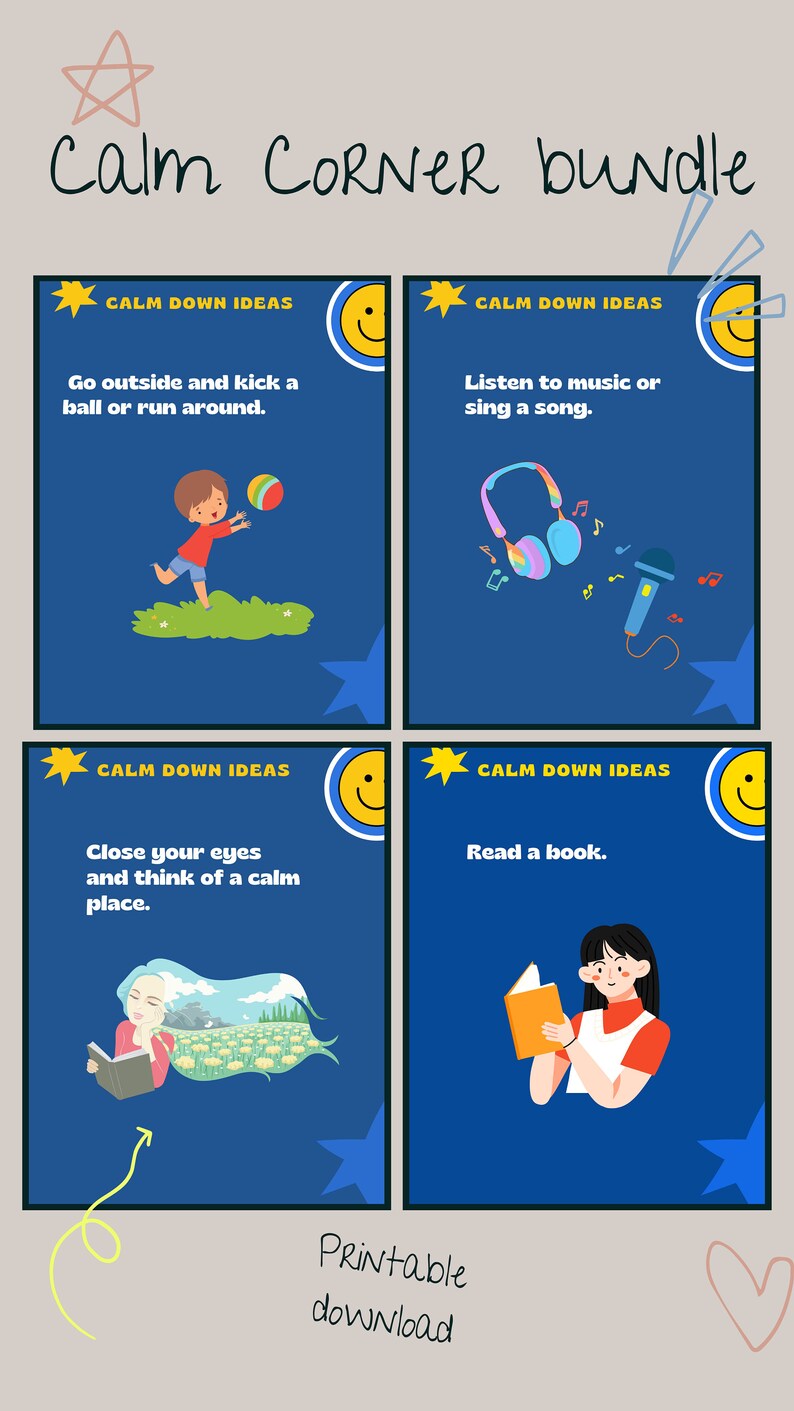 9 Calming Techniques Calm Down Corner Posters Print Educational Wall ...